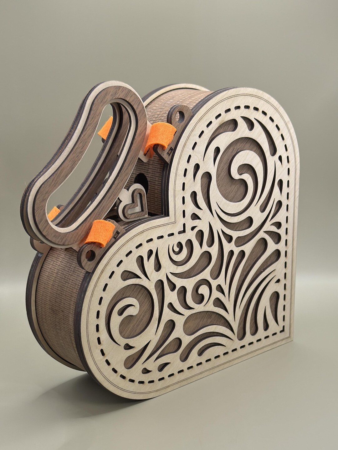 Bolso de mano de madera de corazón hecho a mano–Bolso de madera ...