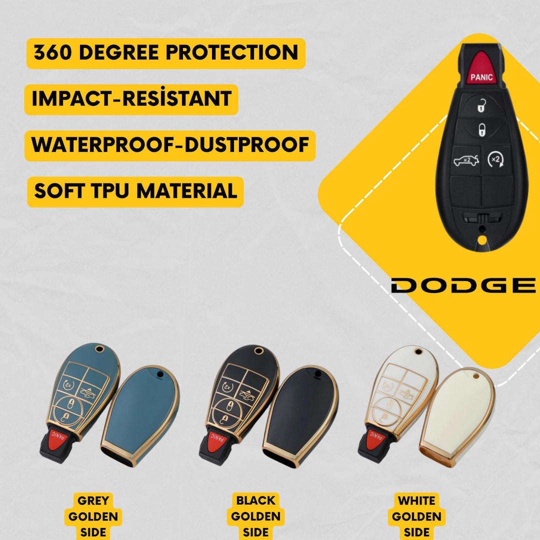 DODGE 5-button Key Fob Cover for Dart, Challenger, Charger - Tpu Smart ...