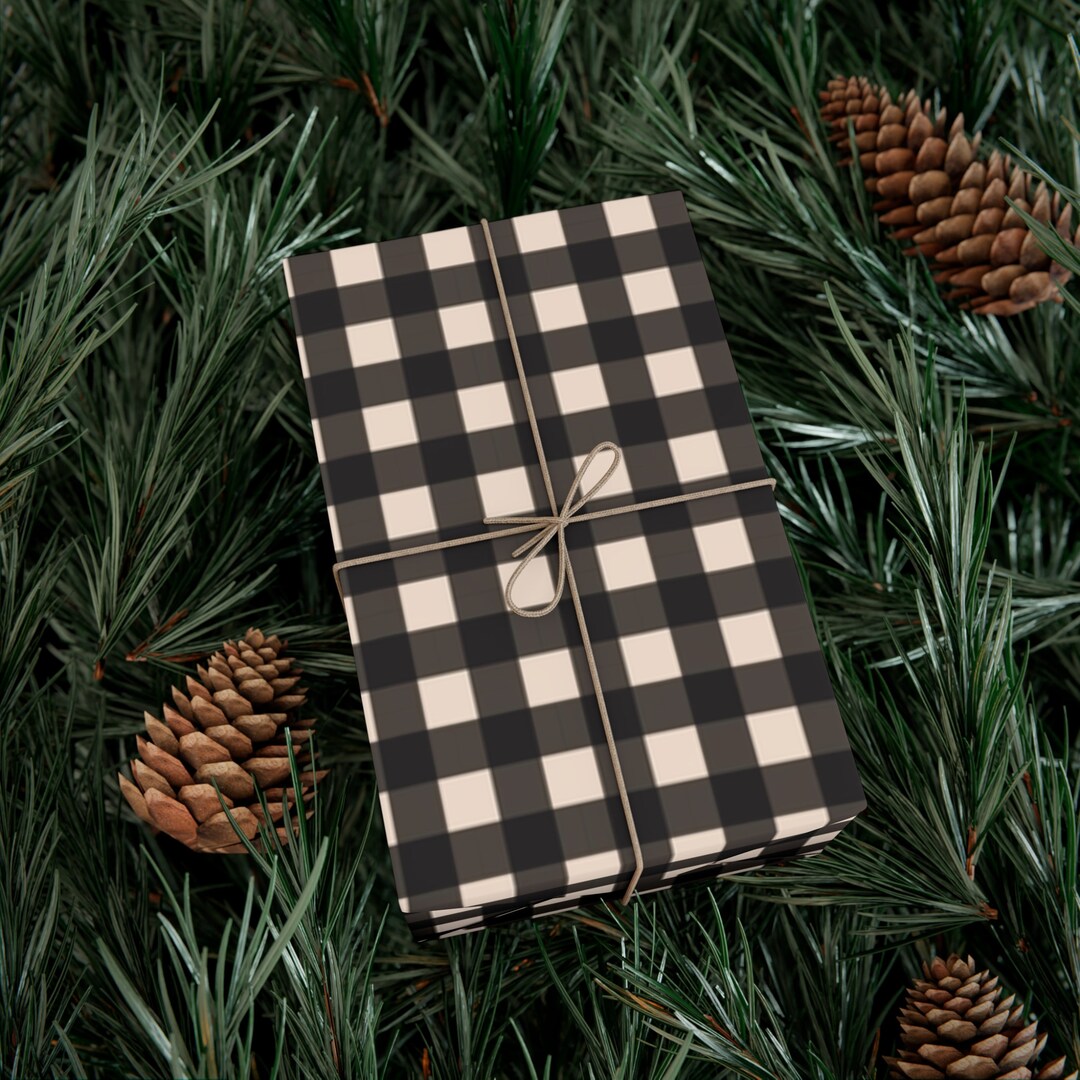 White Buffalo Check Wrapping Paper, Classic Holiday Gift Wrap ...