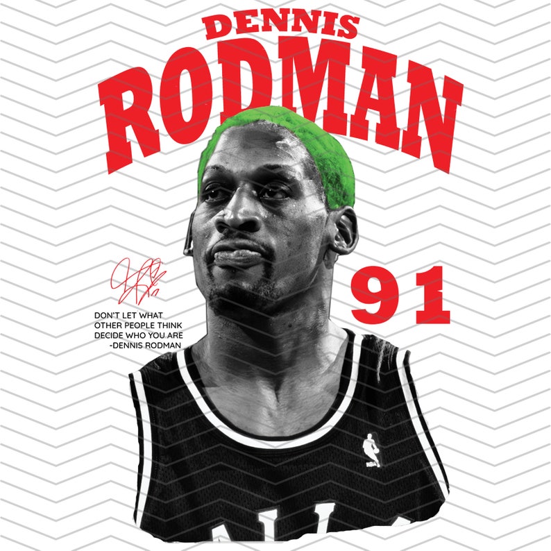 Dennis Rodman PNG Vintage Graphic Tshirt Rodman Sticker Design Rodman ...