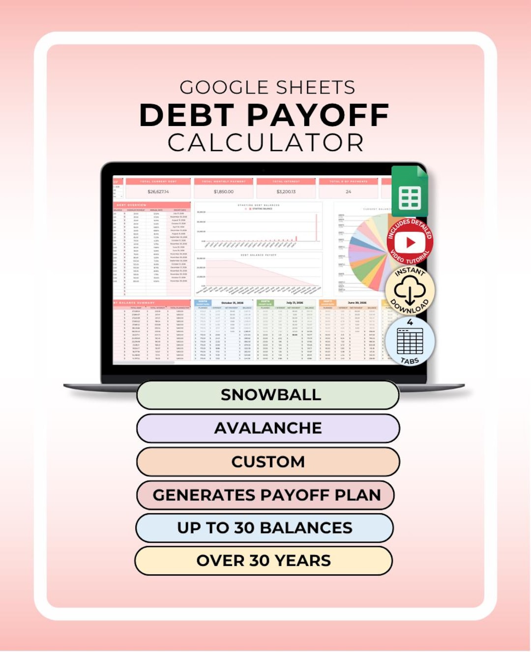 Debt Payoff Calculator Google Sheet Debt Snowball Calculator ...