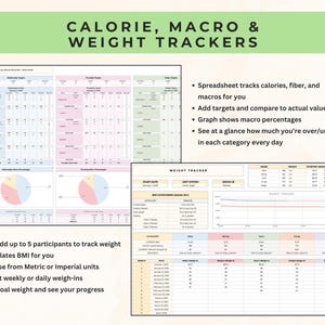 Meal Prep Planner Recipe Journal Google Sheet Template Food Calorie ...