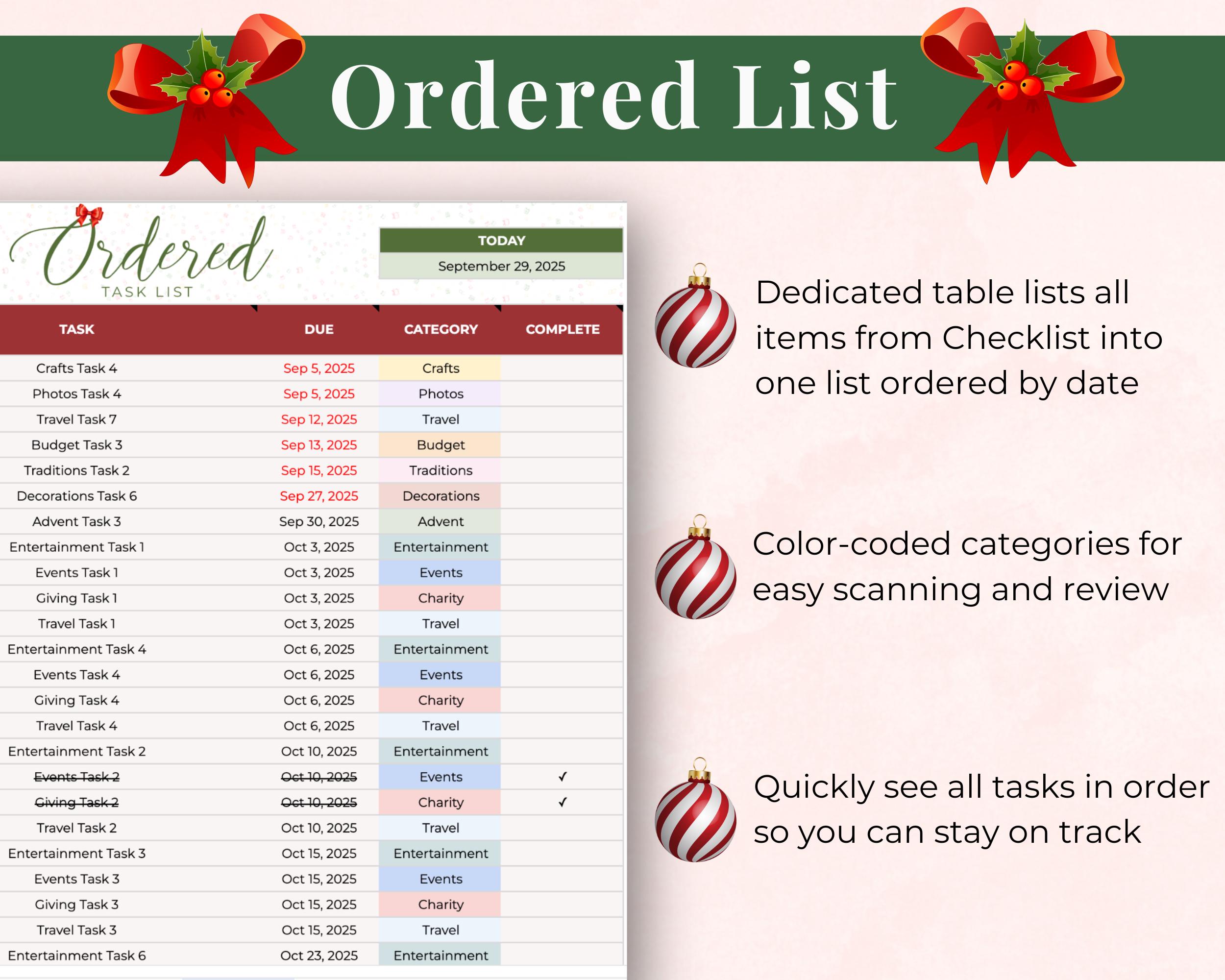 Christmas Checklist Google Sheet Christmas Tracker Spreadsheet Holiday ...