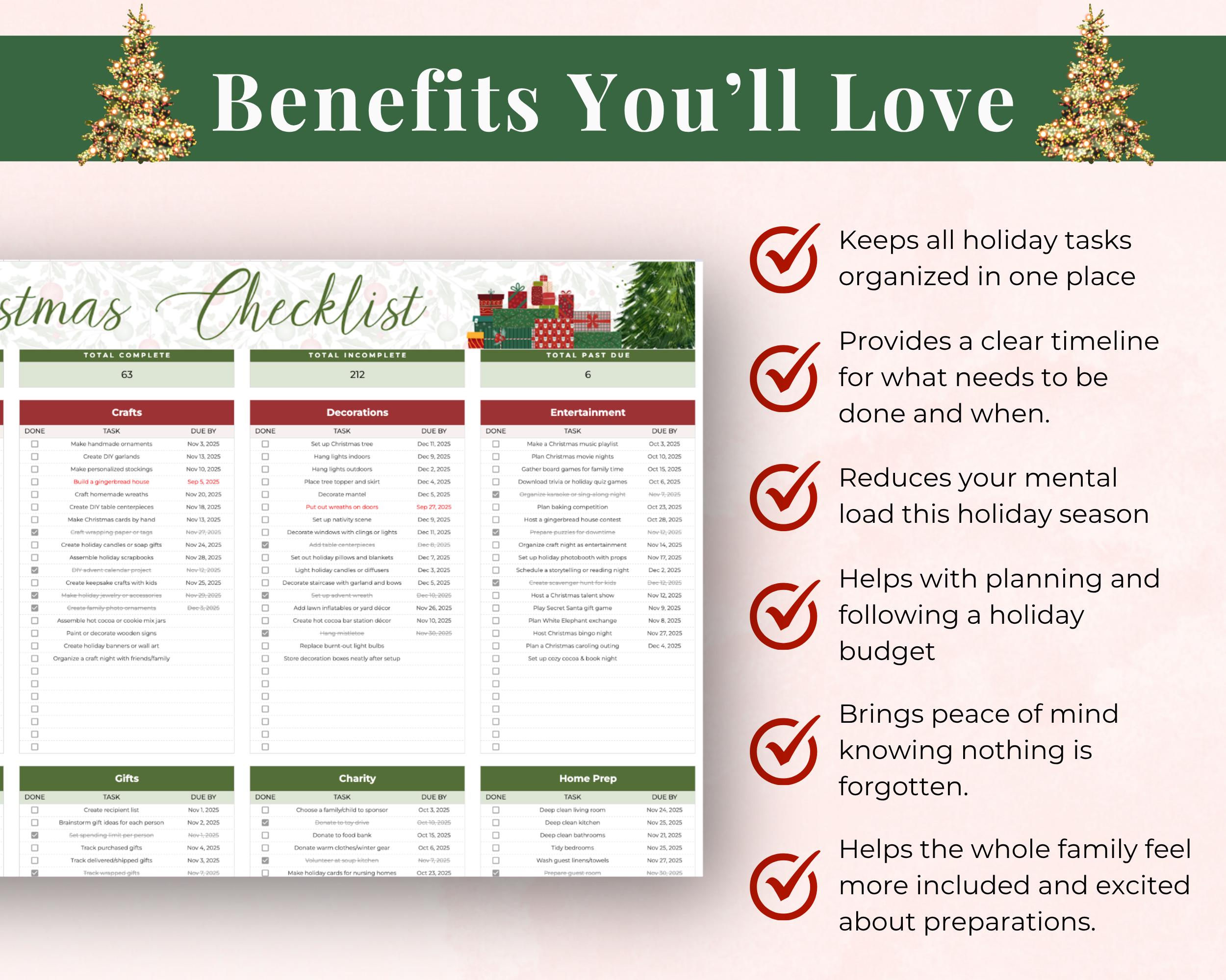 Christmas Checklist Google Sheet Christmas Tracker Spreadsheet Holiday ...