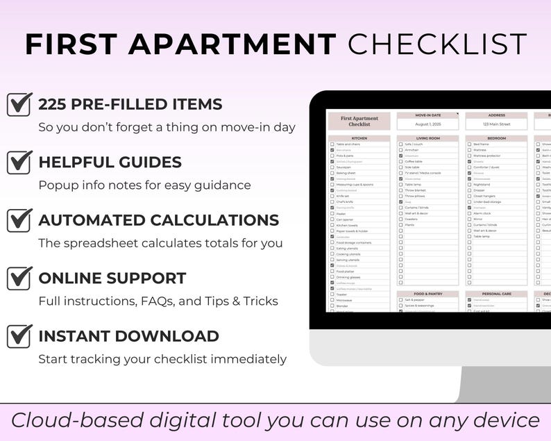 First Apartment Checklist Google Sheet Template New Apartment ...