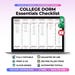 College Dorm Room Checklist Template Google Sheet Excel Packing List ...