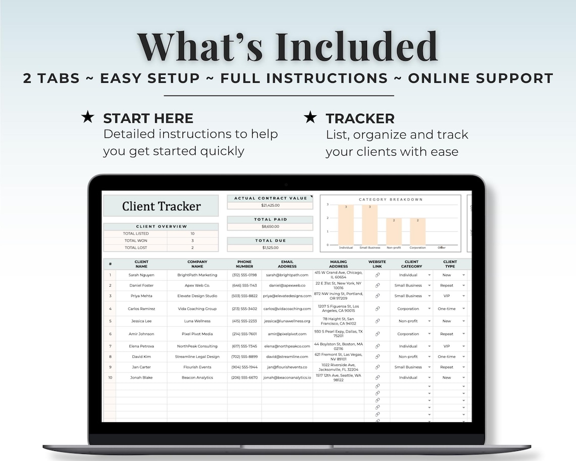 Client Tracker Google Sheet Template Freelance Tracker CRM Lead ...