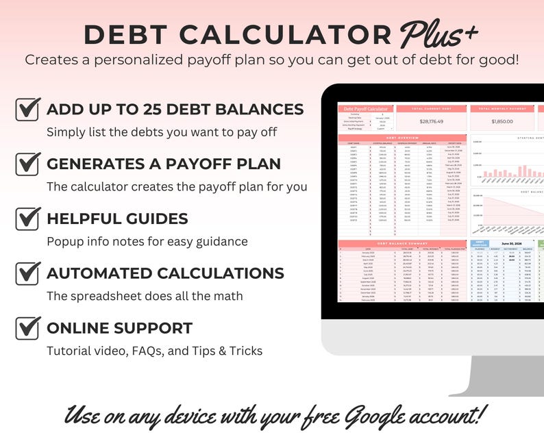 Debt Free Template Google Sheet Spreadsheet Debt Repayment Plan Debt ...