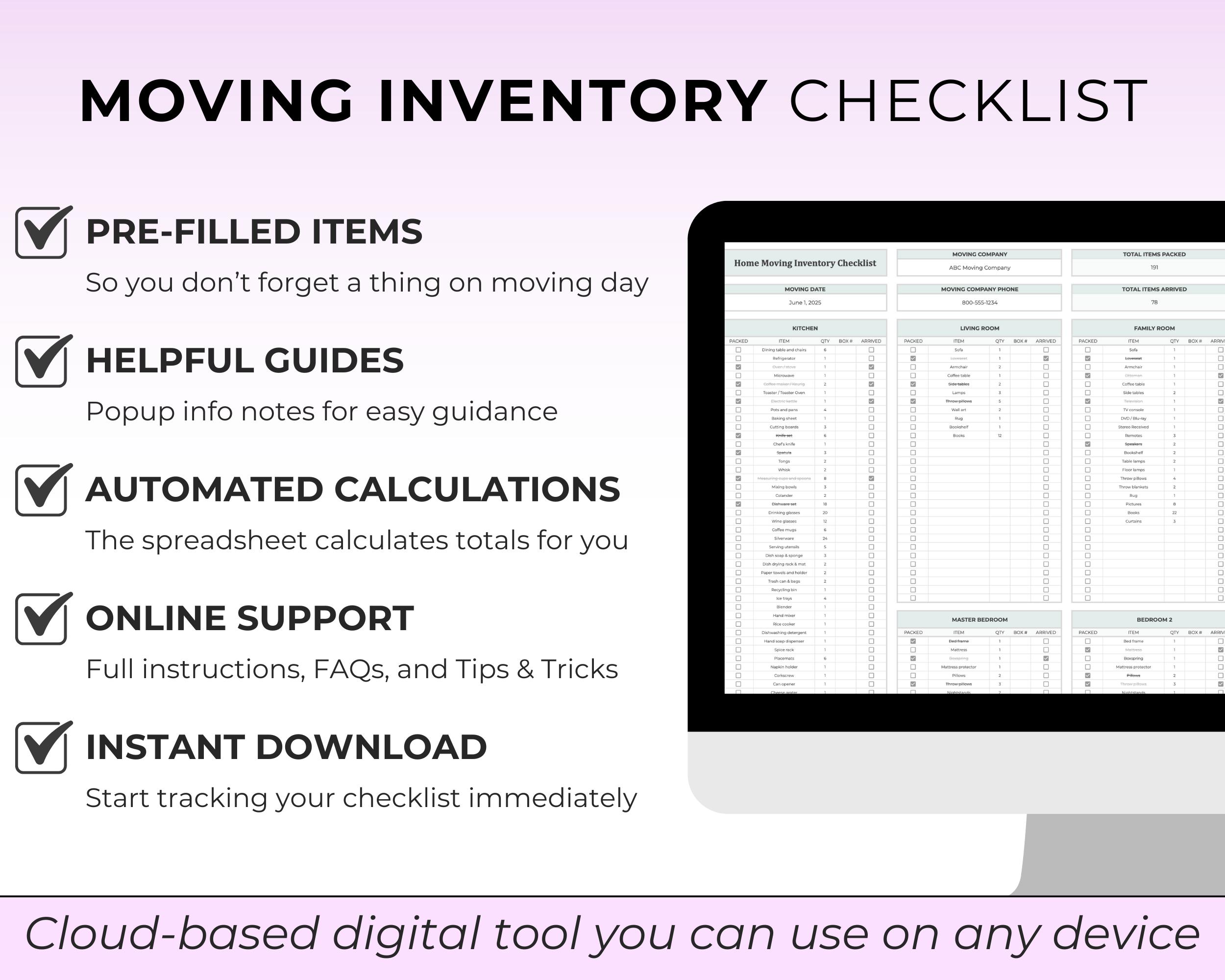 Moving Inventory Checklist Google Sheet Spreadsheet Home Moving Planner ...
