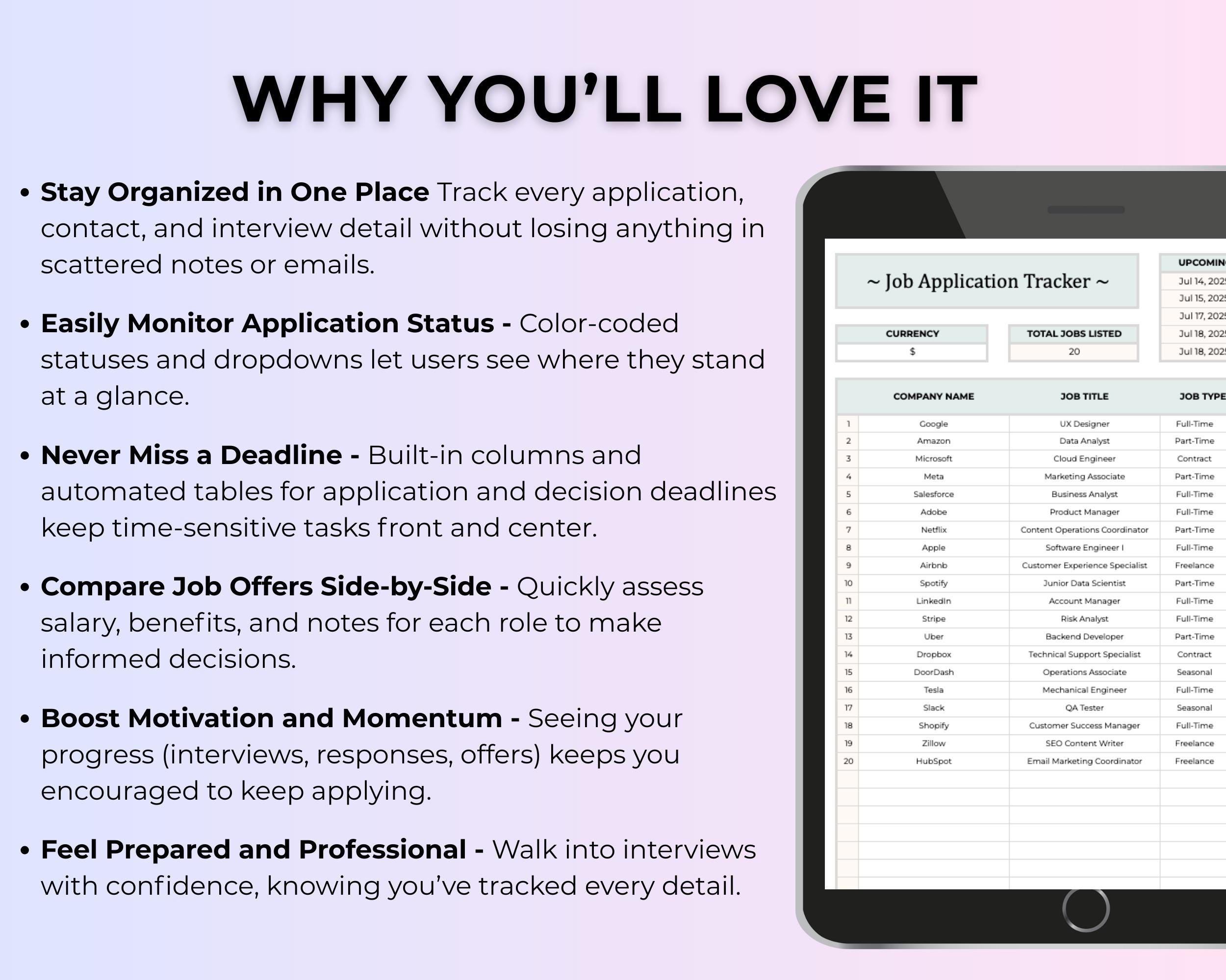 Job Application Tracker Career Planner Template Job Search Log Job ...