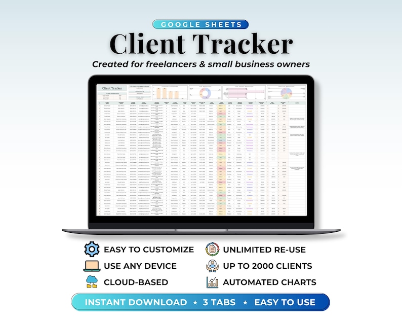 Client Tracker Google Sheet Template Freelance Tracker CRM Lead ...