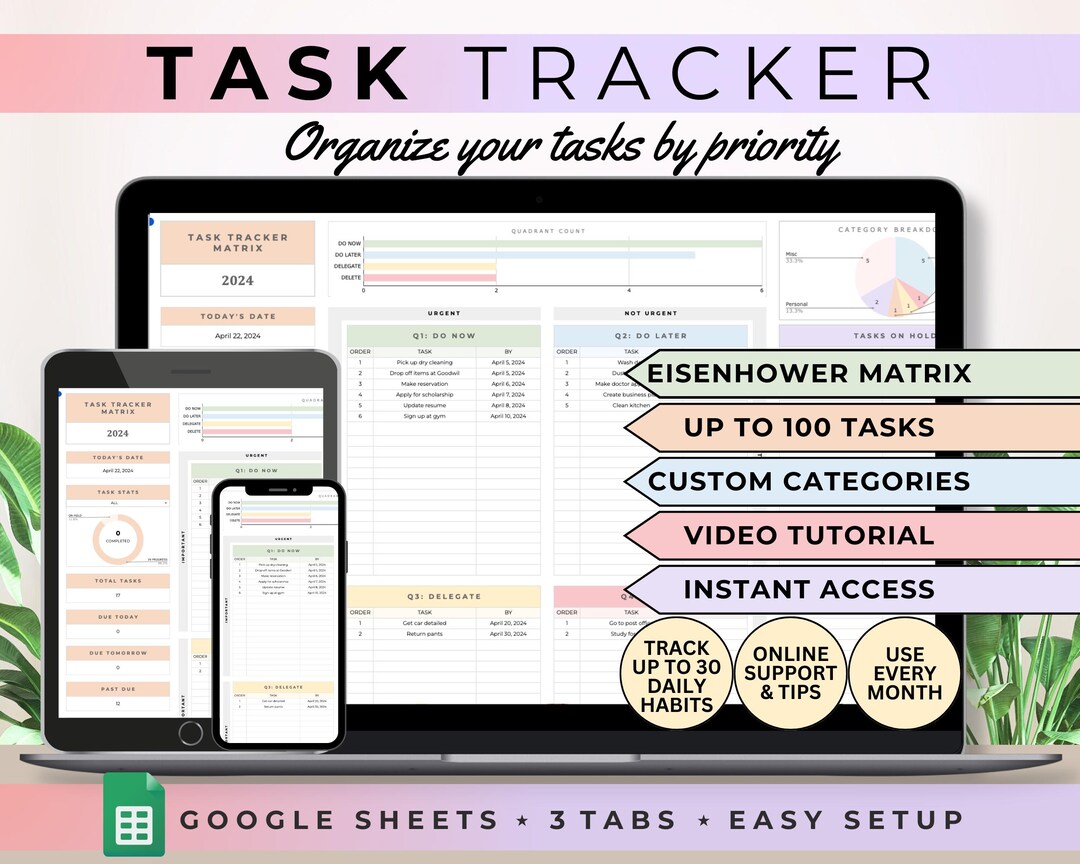 Task Tracker Eisenhower Matrix Task Manager Priority Matrix Time ...