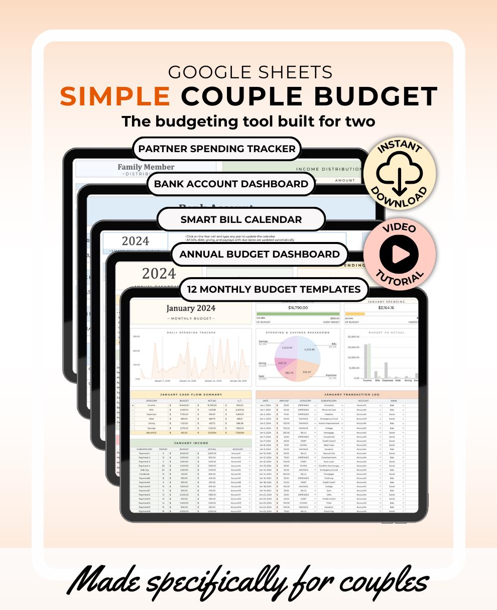 Couples Budget Template Google Sheet Budget Sheet Bill Tracker Annual ...