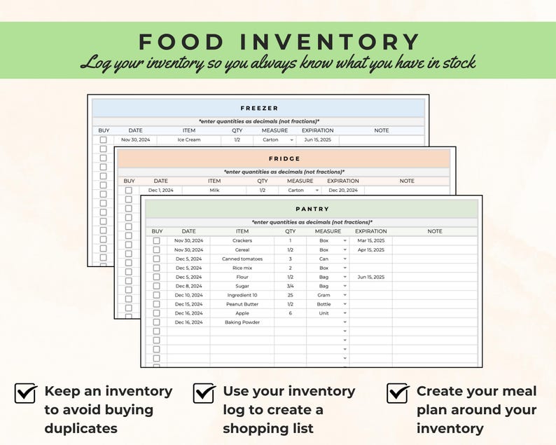 Meal Prep Planner Recipe Journal Google Sheet Template Food Calorie ...