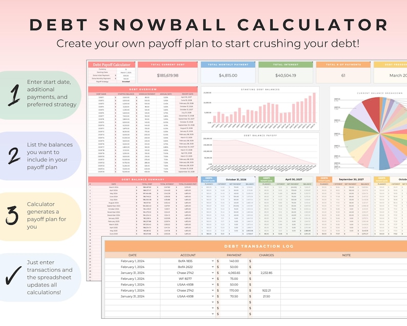 Debt Snowball Spreadsheet Google Sheet Debt Payoff Tracker Budget ...