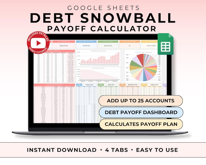 Debt Snowball Spreadsheet Google Sheet Debt Payoff Tracker Budget ...