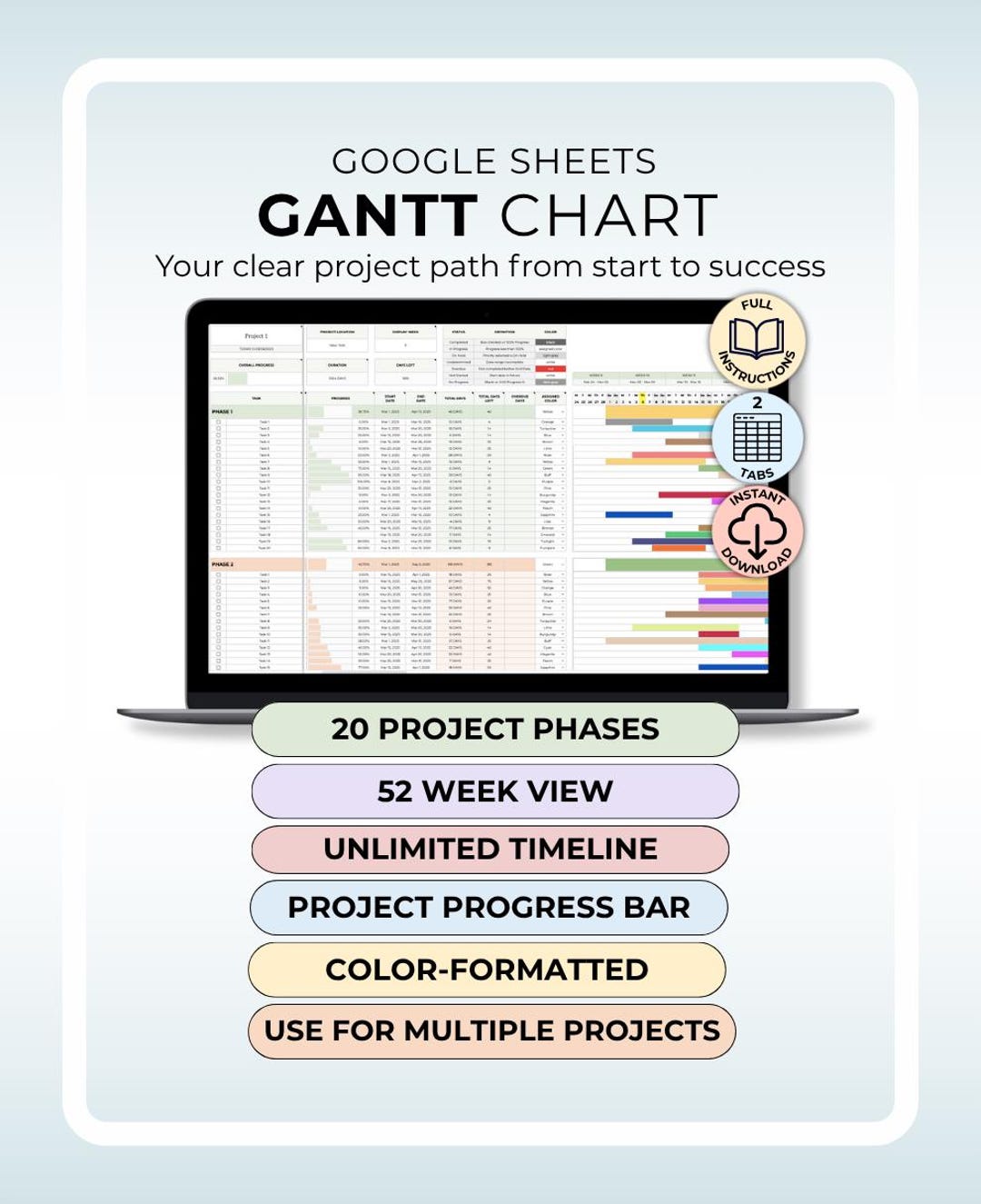 Gantt Chart Template Google Sheet Multiproject Small Business Project ...