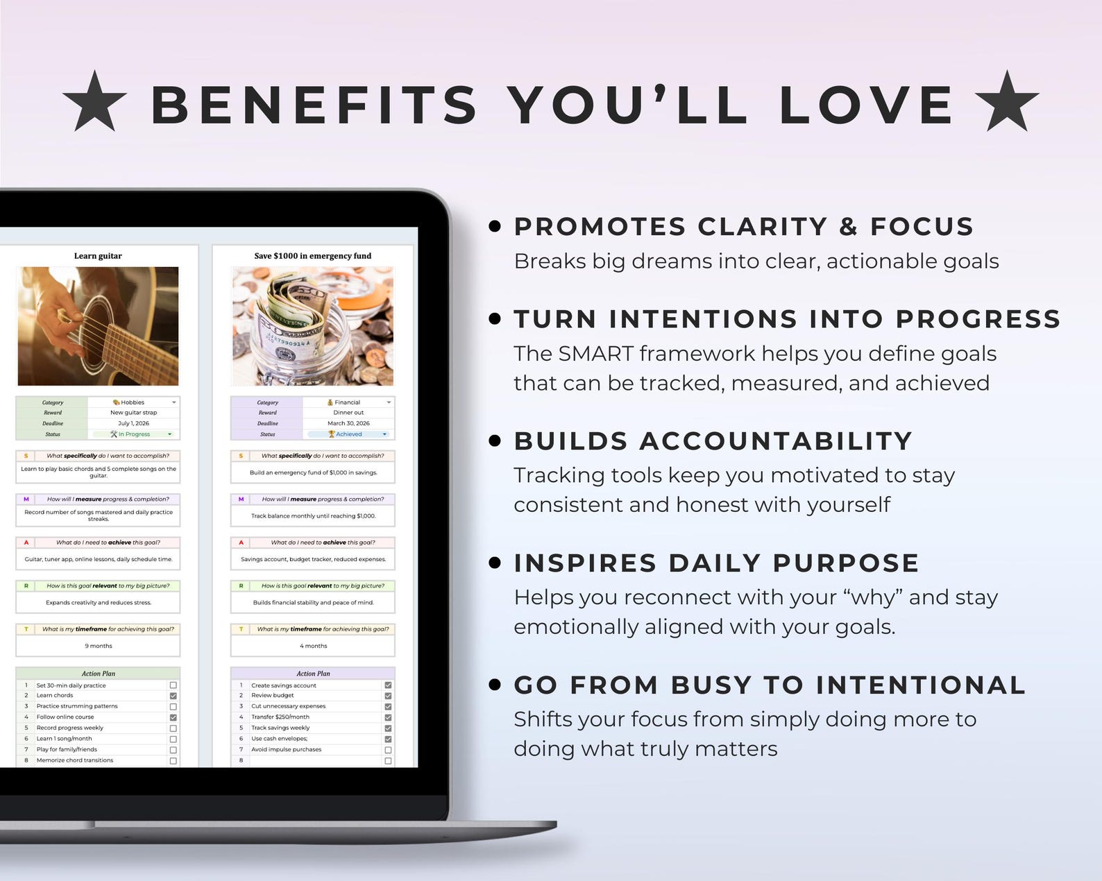 SMART Goal Planner Spreadsheet Smart Goal Tracker Google Sheet Smart ...
