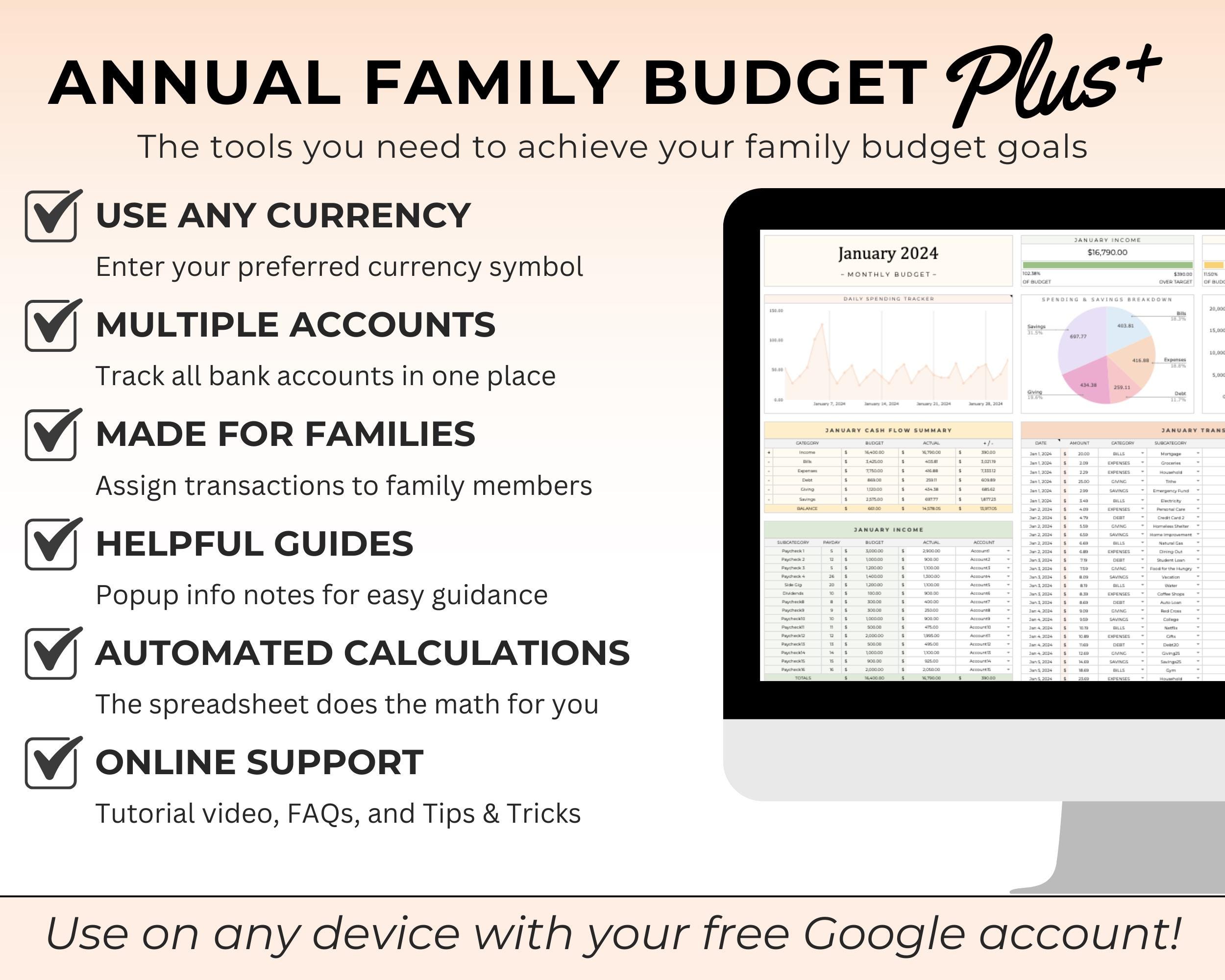 Family Budget Google Sheets Monthly Budget Family Budget Planner Bundle ...