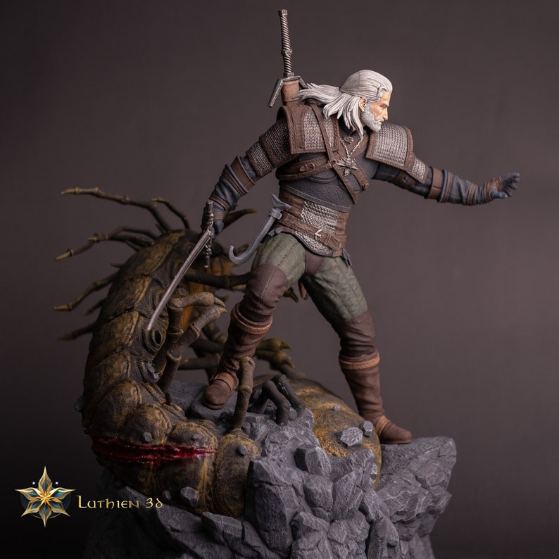 The Witcher Geralt Figure - 3d Geralt of Rivia Resin Statue - Masterfully Crafted Collectible - Etsy
