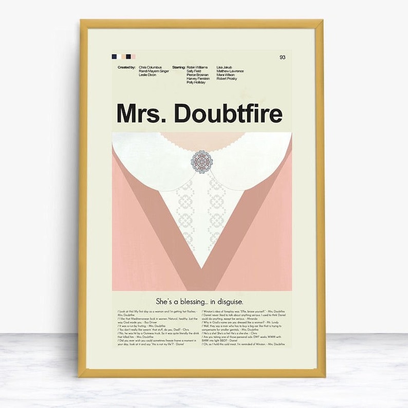 Mrs. Doubtfire Inspired Mid-century Modern Print - Etsy