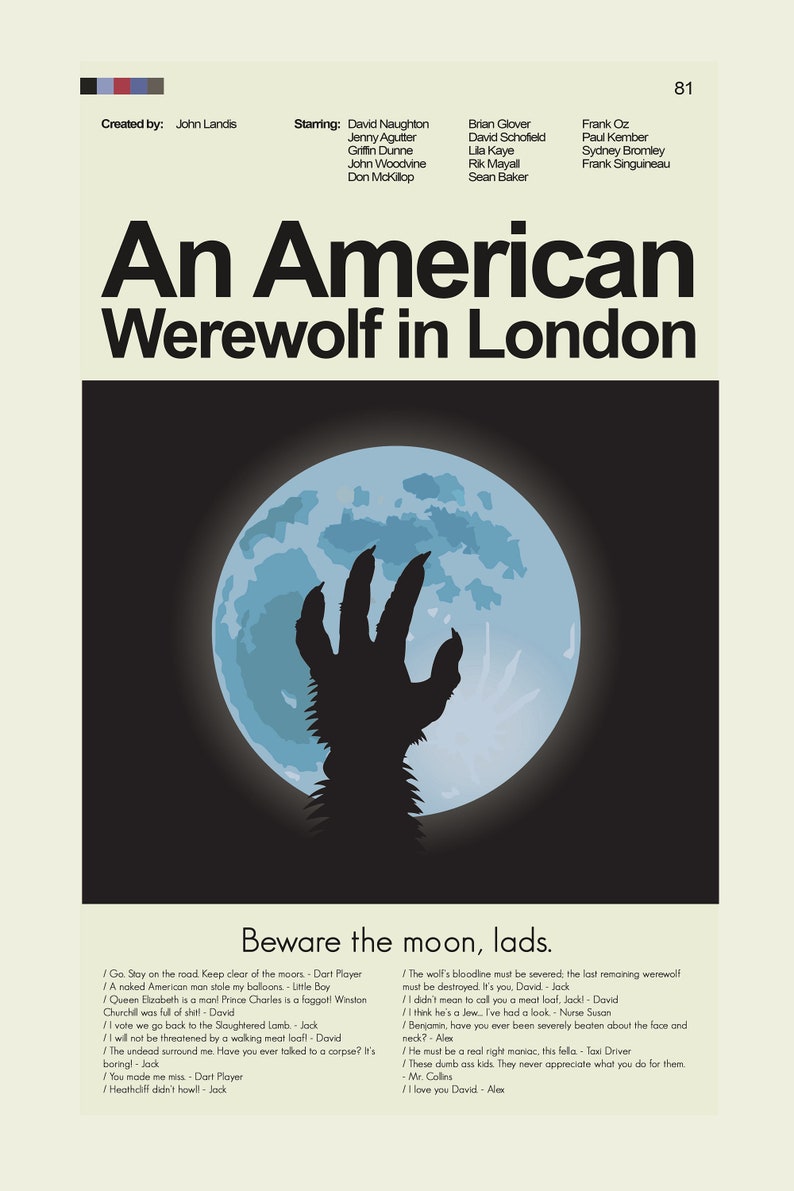 An American Werewolf in London - Full Moon | 12"x18" or 18"x24" Print ...