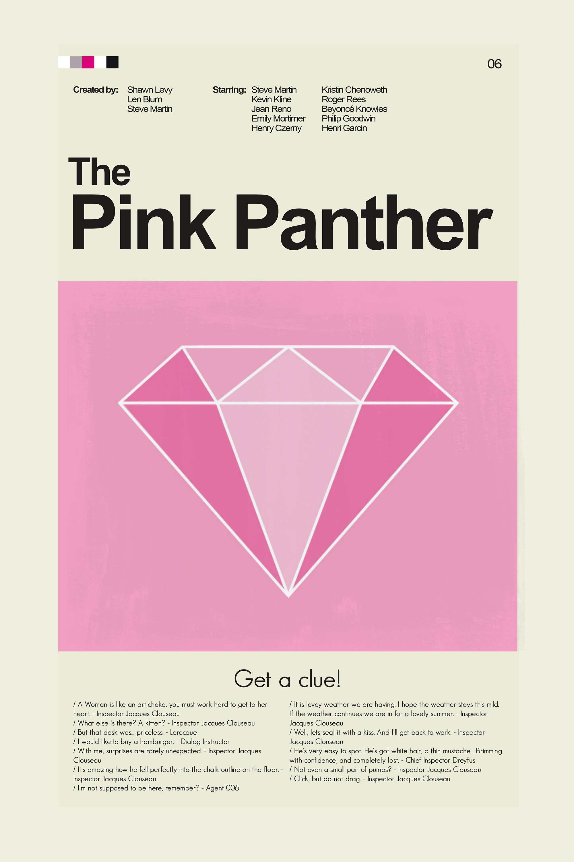 The Pink Panther Inspired Mid-century Modern Print | 12"x18" or 18"x24 ...