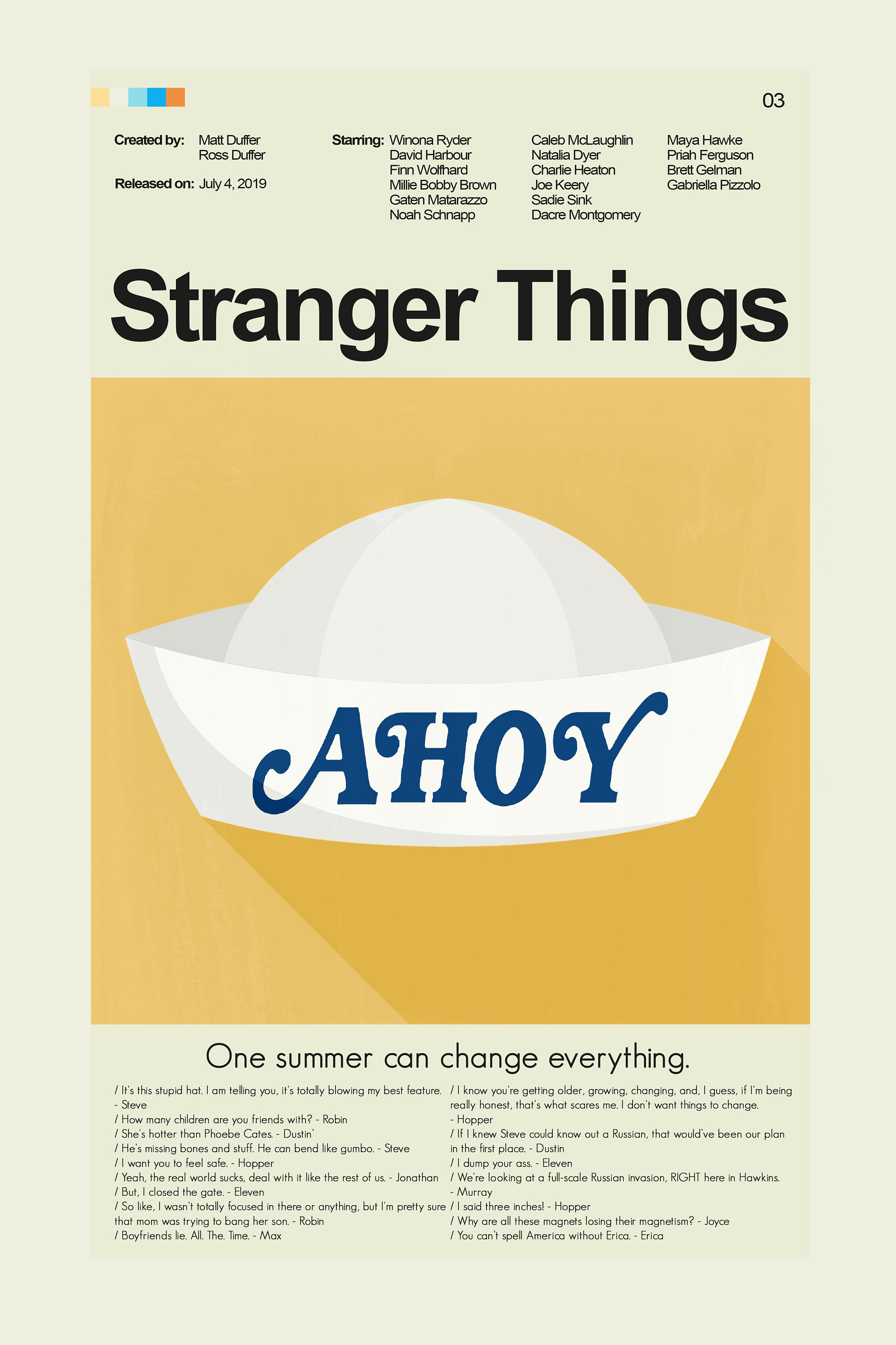 Stranger Things season 3 Scoop's Ahoy Hat 12x18 Print Only - Etsy