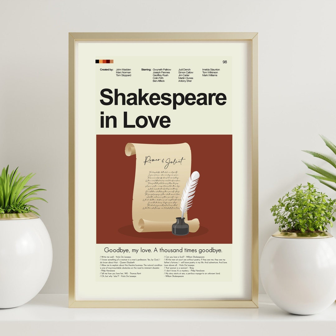 Shakespeare in Love Inspired Mid-century Modern Print | 12"x18" or 18 ...