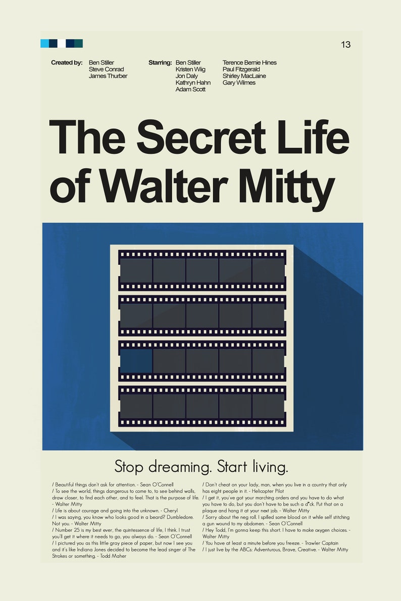 The Secret Life of Walter Mitty Inspired Mid-century Modern Print | 12 ...