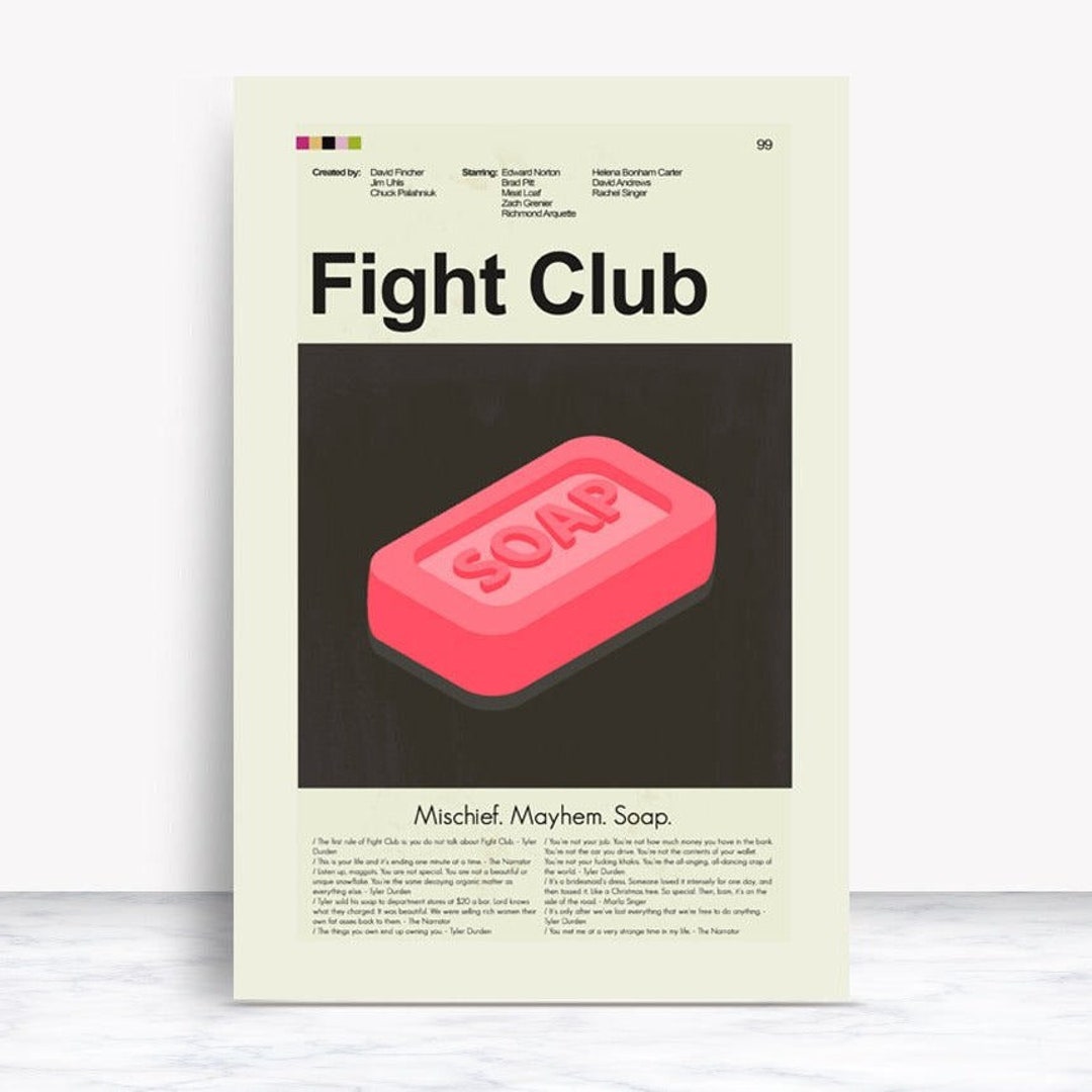 Fight Club Inspired Mid-century Modern Print | 12"x18" or 18"x24" Print ...