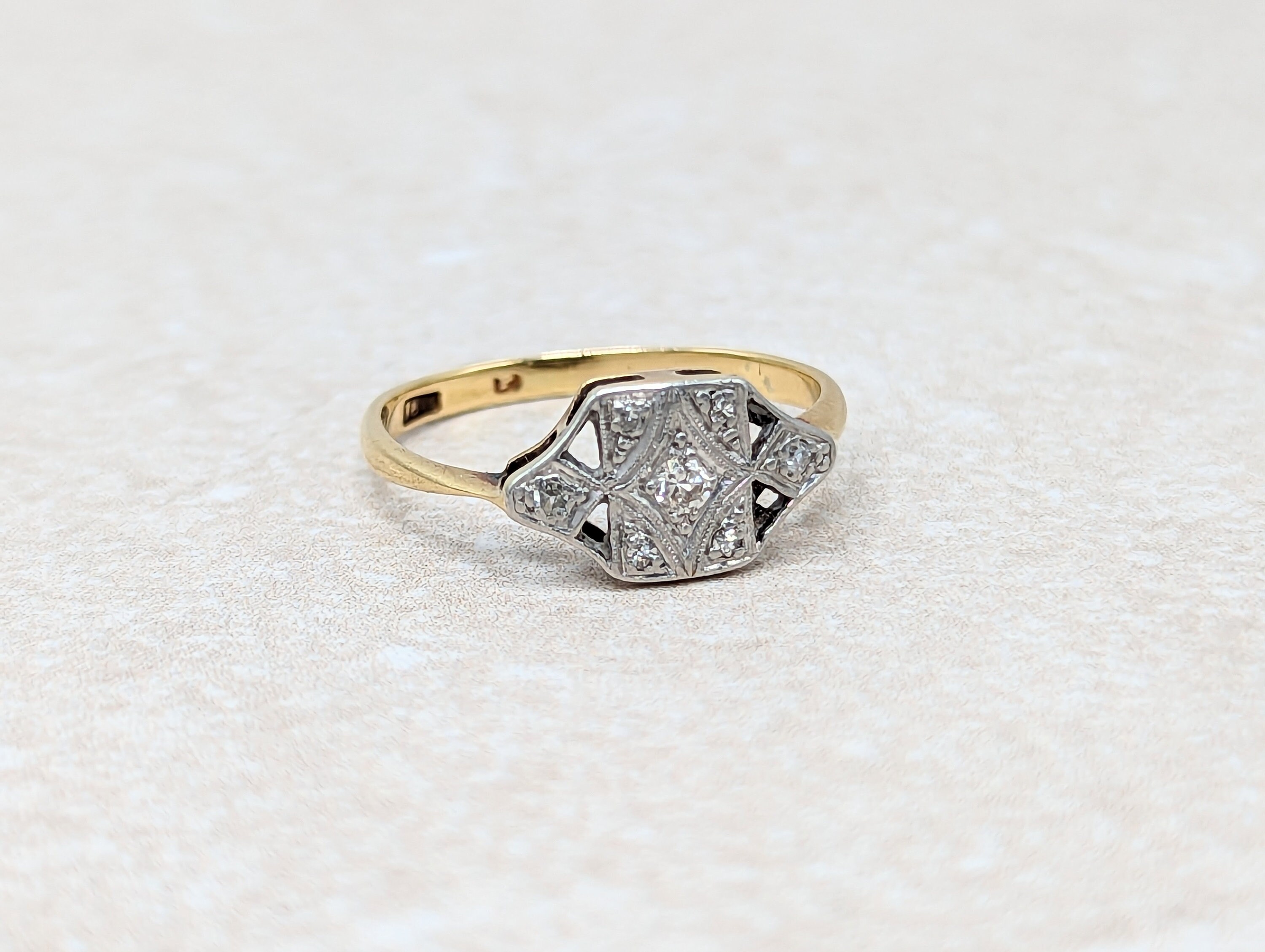 Art Deco Diamond Panel Ring in 18k Gold - Etsy