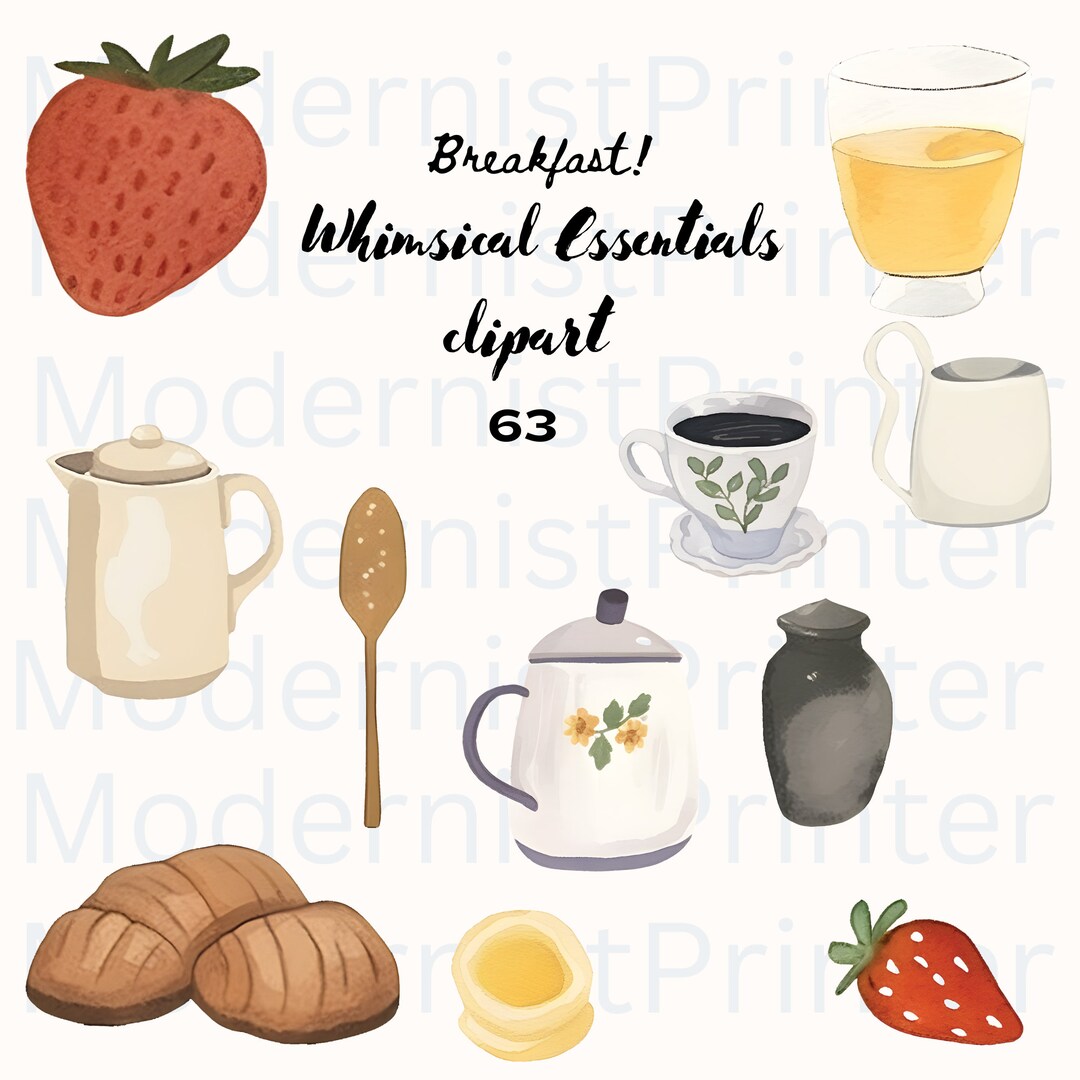 Whimsical Breakfast Trendy Doodle Goodnotes Stickers Colorful Unique ...