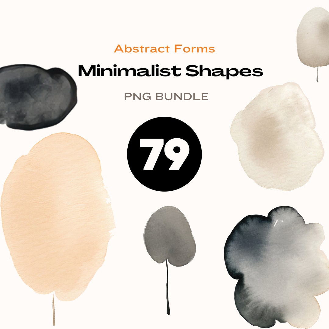 Modern Abstract Organic Collage Elements Clipart Neutral Geometric ...