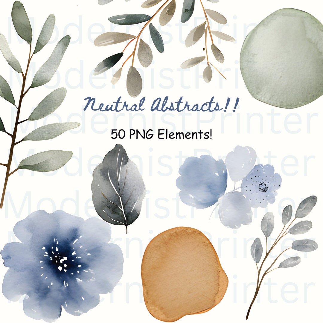 Neutral Abstracts Spring Blooms Clipart | Wild Spring Summer Flowers ...