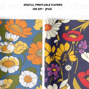 Retro 70s Floral Digital Paper: Seamless Groovy Patterns (jpgs) - Etsy