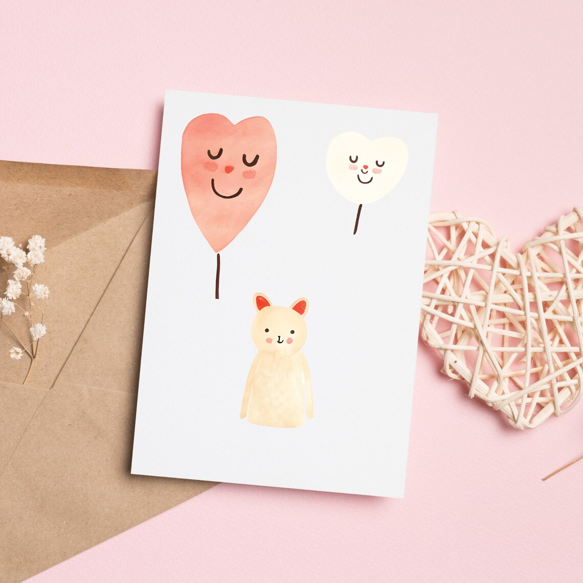 Kawaii Valentines Day Clipart Set Minimalist Illustration Hearts ...