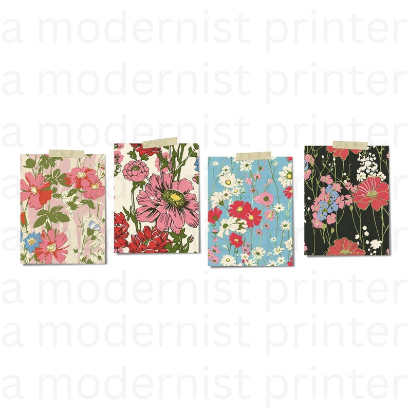 Vintage Floral Digital Paper Set: Seamless Retro Flower Designs (20 ...