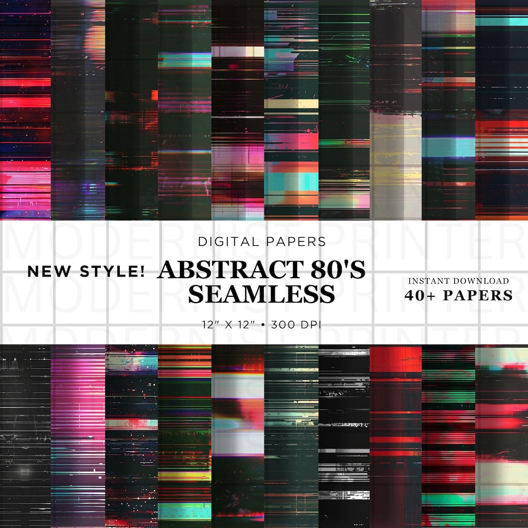 VHS Glitch Texture Pack – 40 Retro Analog Static & Scanline Overlays ...