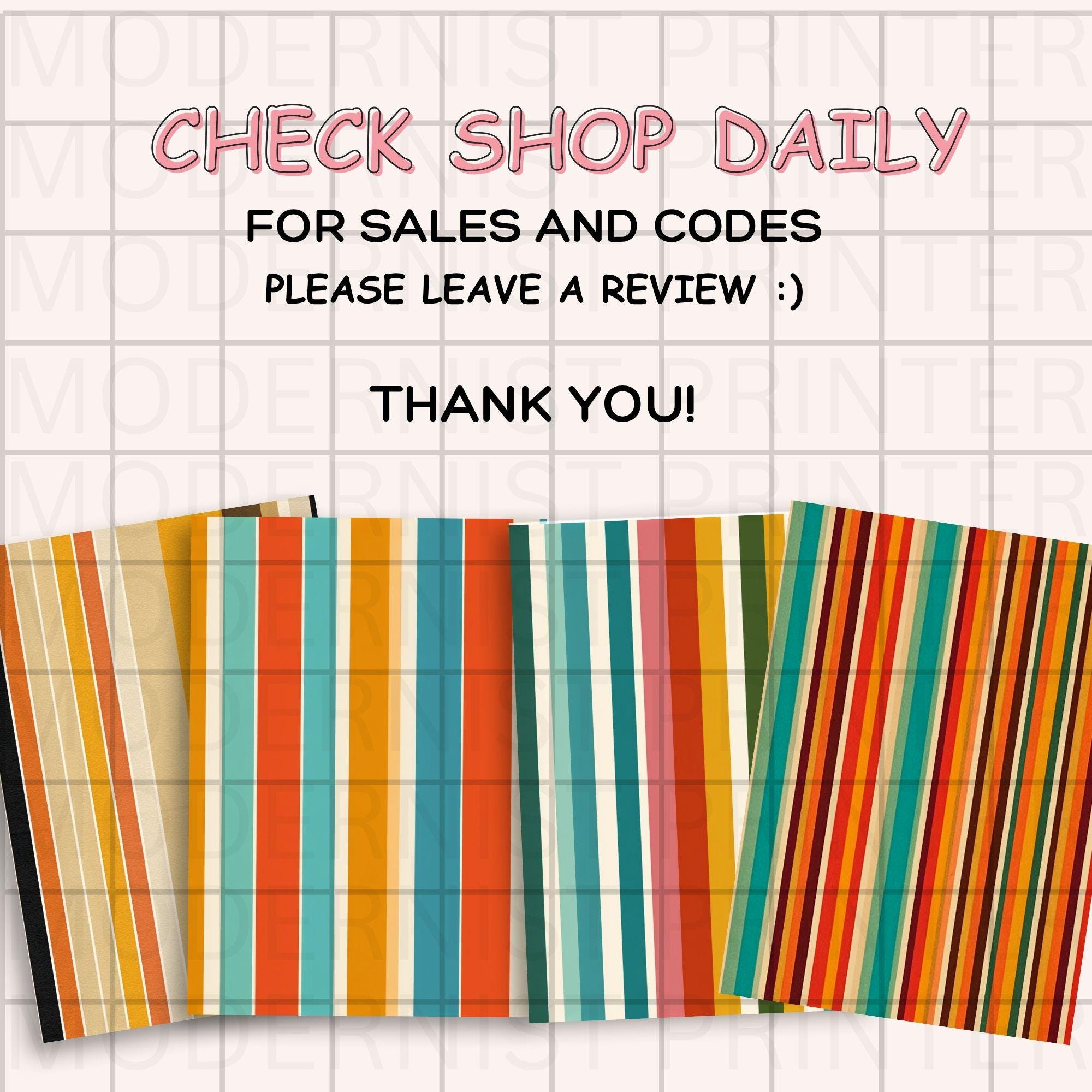 Mid-century Modern Atomic Stripe Pattern Bundle: Retro Fabric Design ...