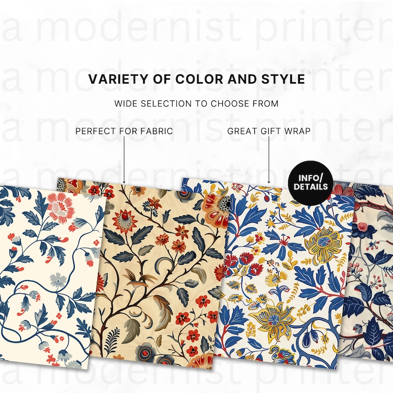 Colonial Floral Patterned Digital Paper , 12 Fresh Original Designs ...