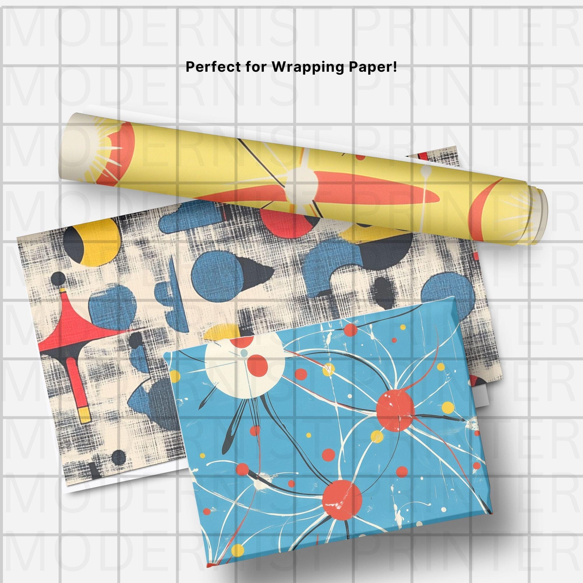 Mid-century Modern Atomic Seamless Patterns: Retro Fabric Design ...