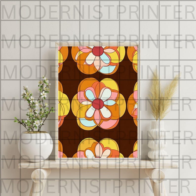 Groovy 70s Floral Digital Paper: Mod Seamless Patterns for Textiles ...