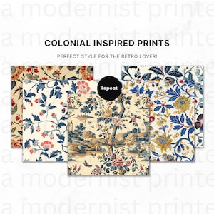 Colonial Floral Patterned Digital Paper , 12 Fresh Original Designs ...