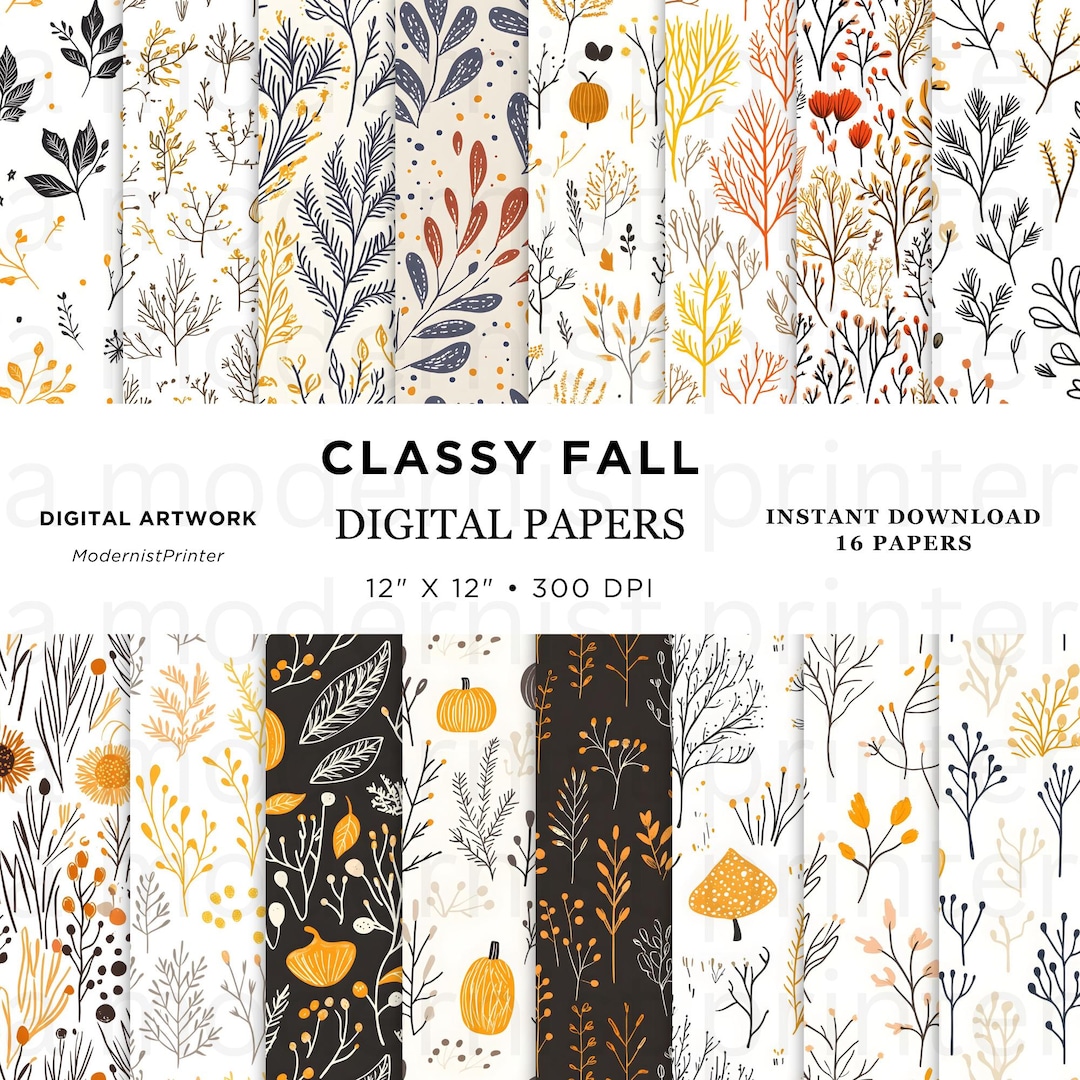 Autumn Foliage Digital Paper: Boho Seamless Pattern (digital Download ...