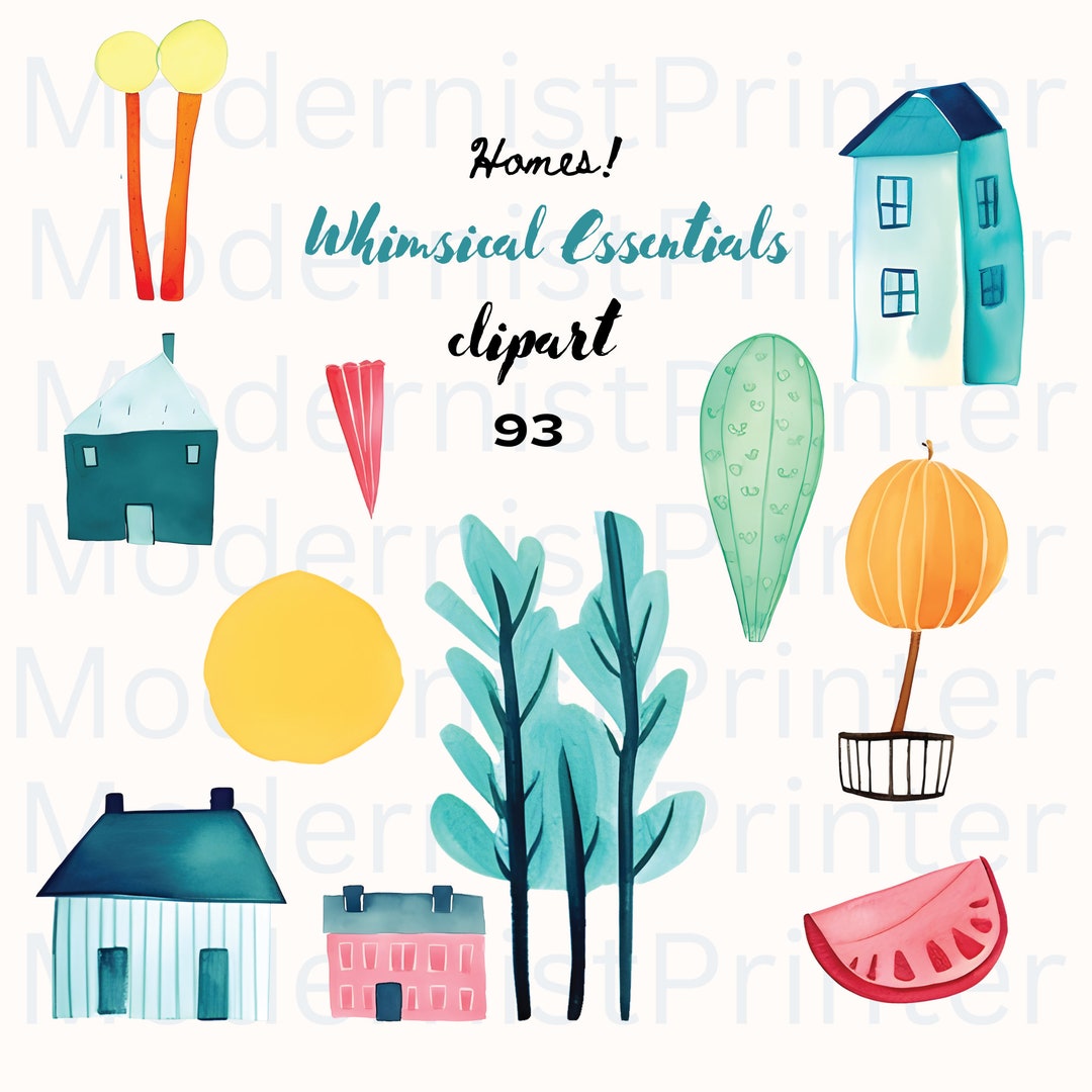 Whimsical Homes Trendy Doodle Goodnotes Stickers Colorful Unique ...