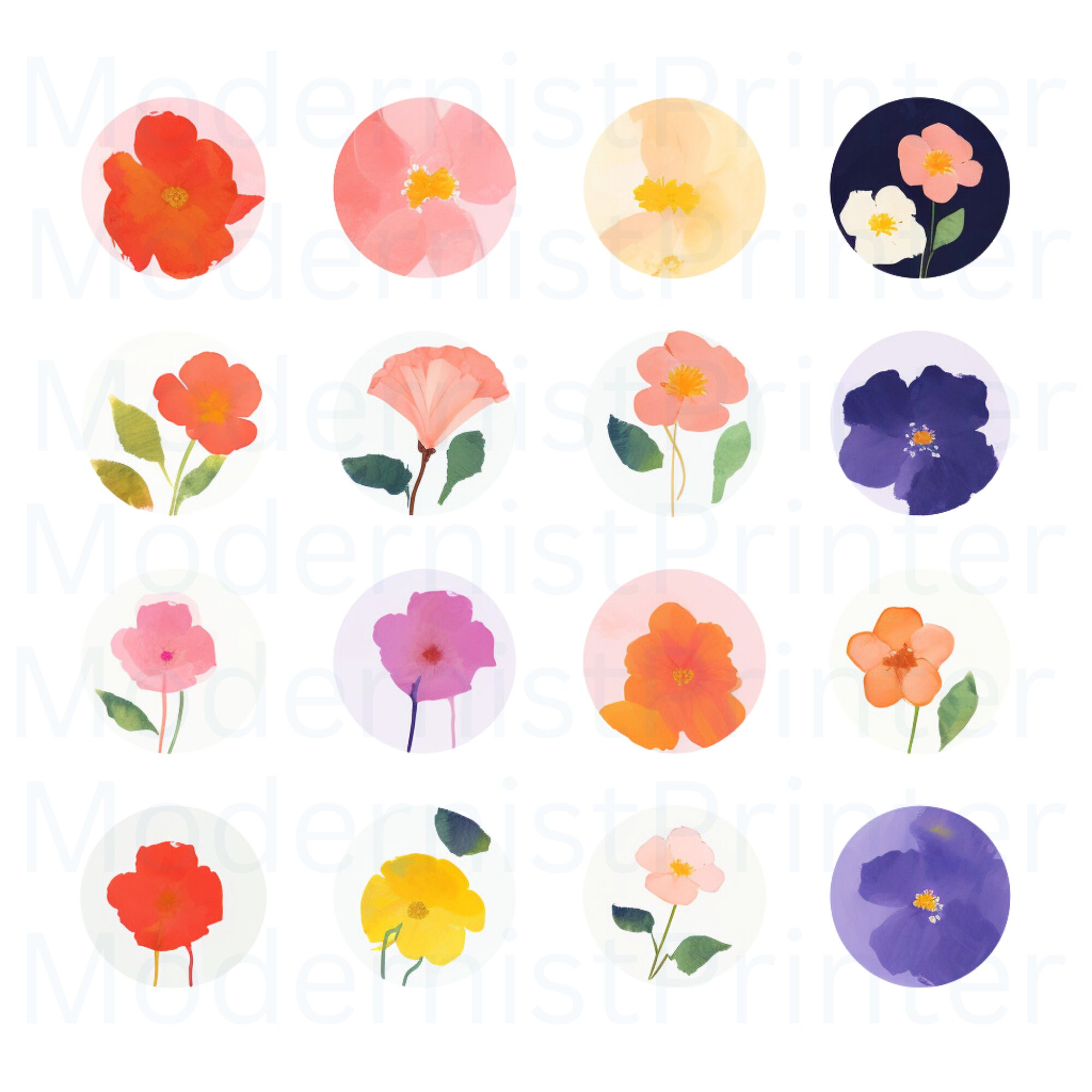 Fun Flower Buttons Clipart Cheerful Spring & Summer Foliage for Perfect ...
