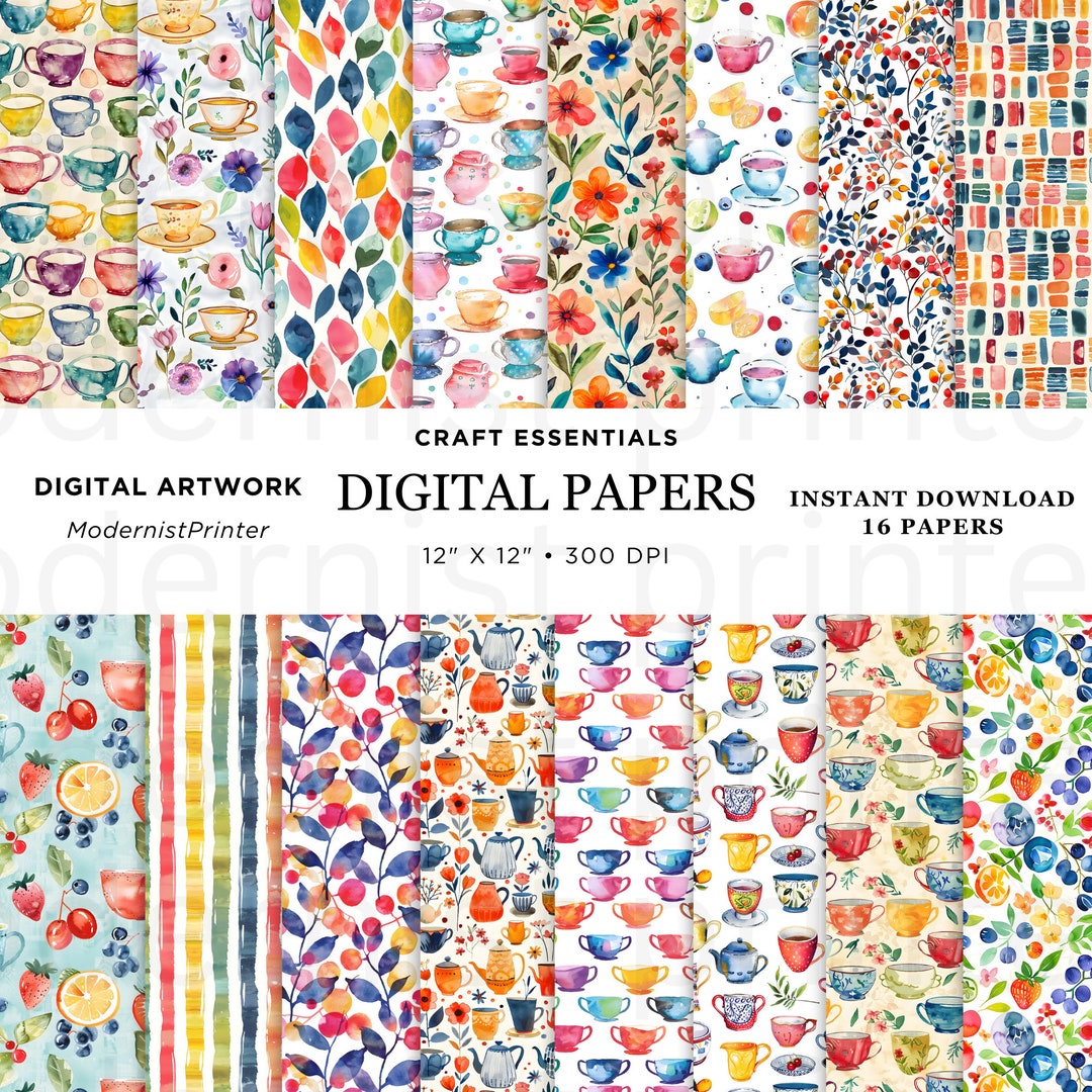 Abstract Watercolor Pattern Digital Paper: 16 Seamless Designs (JPG) - Etsy