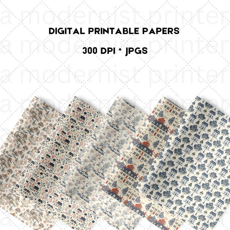 Colonial American House Digital Papers, Seamless Vintage Architecture ...