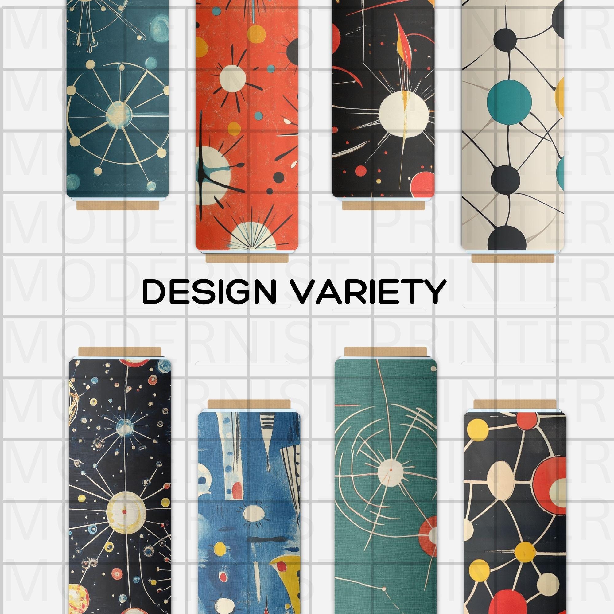 Mid-century Modern Atomic Seamless Patterns: Retro Fabric Design ...